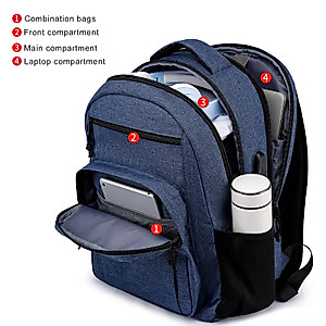 LIBENED School Backpack for Teens Boys, 15.6 Inch Laptop Backpack with USB Charging Port, Travel Backpack Waterproof College Bookbag with Compartments, Ergonomic Straps, Blue