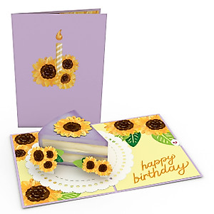 Lovepop Sunflower Birthday Cake Slice Pop Up Card – Sunflower Cards for Women – 3D Pop-Up Greeting Card, Birthday Card for Mom, 5 x 7”