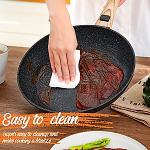 DRICKATE Frying Pan Set Nonstick Skillet Set for Induction Cooktop with Detachable Handle Marble Coating, Frying Pan Nonstick 8 Inch+9.5 Inch +11 Inch (3PCS)