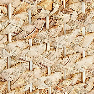 mDesign Hyacinth Braided Woven Kitchen Basket Bin with Built-in Handles for Organizing Kitchen Pantry, Cabinet, Cupboard, Countertop, Shelves - Holds Food, Drinks, Snacks - 6 Pack - Natural/Tan