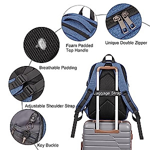 CLUCI Laptop Backpack for Men Women School Backpack College Bookbag for Men Water Resistant Travel Work Backpacks Fits 15.6" Laptop Business Computer Bag with USB Charging Port Dark blue