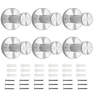 Uenhoy 6 Pack Bathroom Robe Towel Hooks 2 Inch Wall Mounted Coat Hooks Stainless Steel Robe Hooks, Clothes Hook Hanger Hat Hooks for Bedroom Kitchen, Brushed Nickel