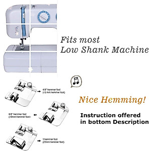 Windman 3 Sizes Wide Rolled Hem Pressure Foot Sewing Machine Presser Foot Hemmer Foot Set 1/2 Inch, 3/4 Inch, 1 Inch Low Shank Sewing Machine Presser Foot for Brother Singer