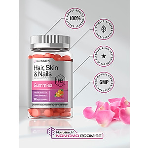 Horbäach Hair Skin and Nails Gummies | 100 Count | with Biotin | Fruit Flavored Vitamins | Non-GMO, Gluten Free Supplement