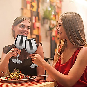 ARORA Stainless Steel Wine Glass 18oz - Set of 4 Matte Silver - 3.6" D x 8.3" H, Large (851005)