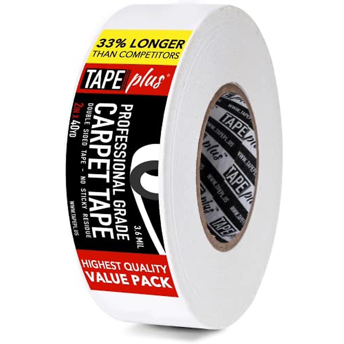 Professional Rug Tape - 2 Inch by 40 Yards (120 Feet! - 2X More!) - Double Sided Non-Slip Carpet Tape - Premium White Finish - Perfect Gripper for Holding Indoor Rugs in Place