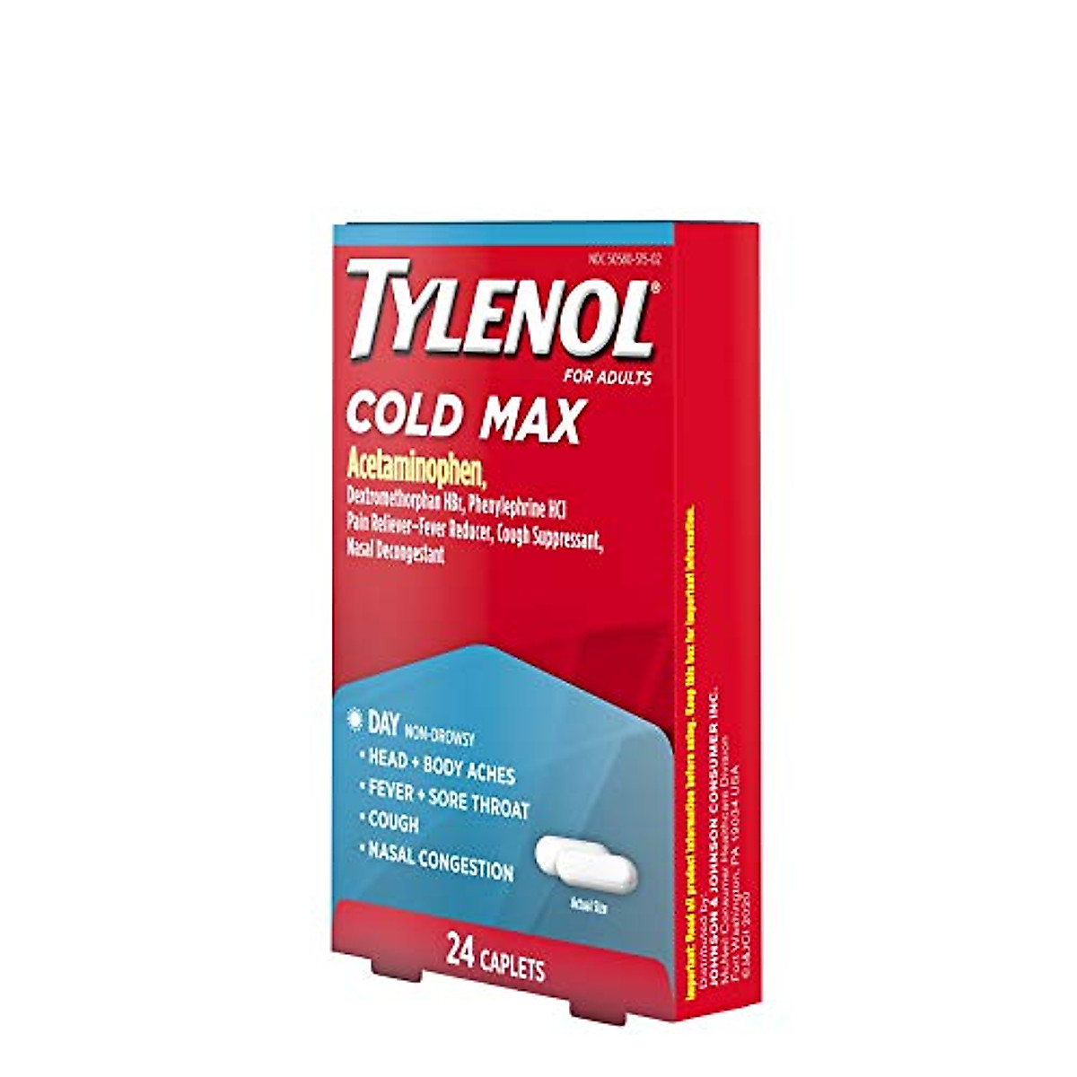 Tylenol Cold Max Daytime Non-Drowsy Cold and Flu Relief, Acetaminophen, 24 ct