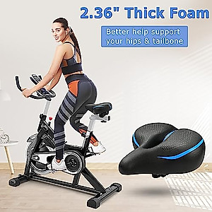 CDYWD Bike Seat for Men & Women Comfort Wide - Extra Soft Memory Foam Padded Bicycle Seat Cushion - Comfortable Bike Saddle Replacement for Exercise, Stationary, Spin, City, Mountain, Road Bike, Ebike