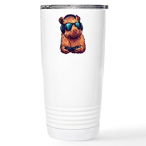CafePress Funny Capybara Video Games 20 Oz Stainless Steel Travel Mug 20 oz. Insulated Stainless Steel Coffee Tumbler