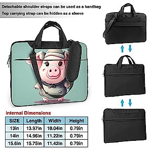 Cute Pig Laptop Bag 15.6 Inch, Business Briefcase Gifts For Men Women, Messenger Shoulder Bag With Strap