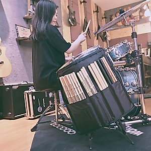 Rayzm Drum Stick Bag with an External Pocket, Standard Nylon Stick Bag with a Carry Handle and Floor Tom Hooks, Inside 4 Slots Holds up to 12 Pairs of Drumsticks,Water Resistant Nylon