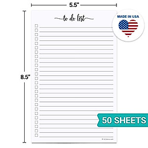 321Done To Do List Notepad 5.5x8.5, Simple Checklist, Made in USA, Cute Modern Design for Organizing, Planning, 50 Sheets, College Ruled, Thick Heavy Paper