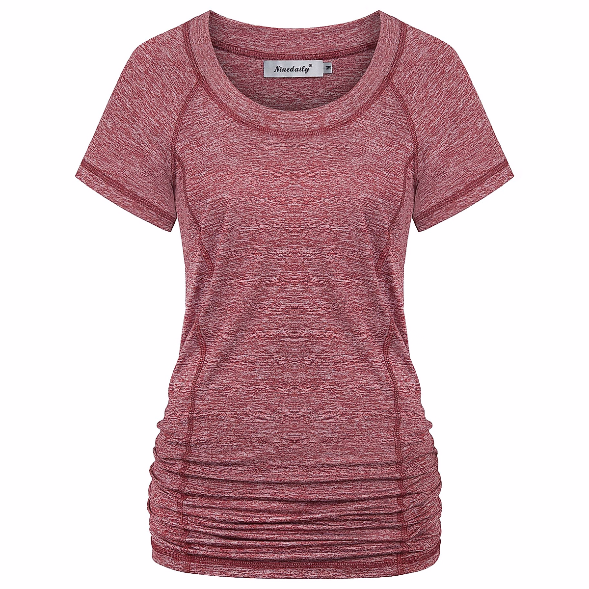 Ninedaily Summer Tops for Women 2024,Fashion Spring Workout Shirt Loose Fitting Fitness Wear Ladies Gym Tee T-Shirts Activewear Blouses for Women Trendy Misses Dress (2XL/US 18-20, Wine)