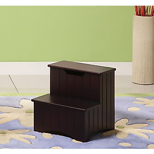Kings Brand White Finish Wood Bedroom Step Stool with Storage