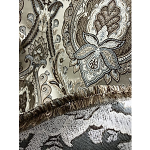 Decora Furnishings Luxurious Woven Jacquard Majestic Damask Fabric for Upholstery, Dining Chairs, Window Treatments, Crafts - Renaissance Rococo Victorian - 54" Width - by The Yard (Beige/Brown)