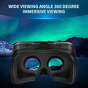 DLseego VR Headset Design for iPhone & Android Phone, Remote Controller 3D Glasses Goggles HD Virtual Reality Headset Comfortable Adjustable Distance for Phones 4.7-6.53inch -Black