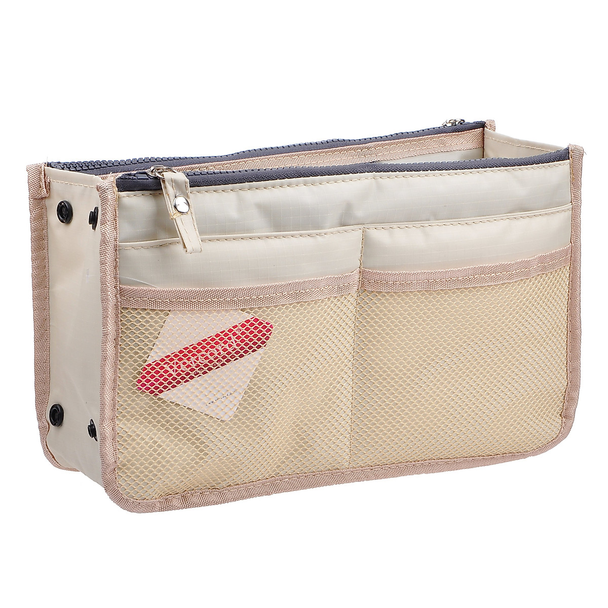 Vercord Updated Purse Handbag Organizer Insert Liner Bag in Bag 13 Pockets Milky Beige Medium