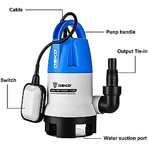 DEKO 400W 1/2HP Sump Pump 2113GPH Portable Submersible Pump with Float Switch,Clean/Dirty Water Removal Drain Pump for Swimming Pool Garden Tub Pond Flood Drain.