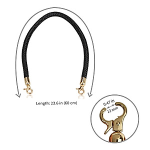 ALLZEDREAM Leather Shoulder Bag Straps Replacement Purse Handbag Braided Handle (Black,23.6in)