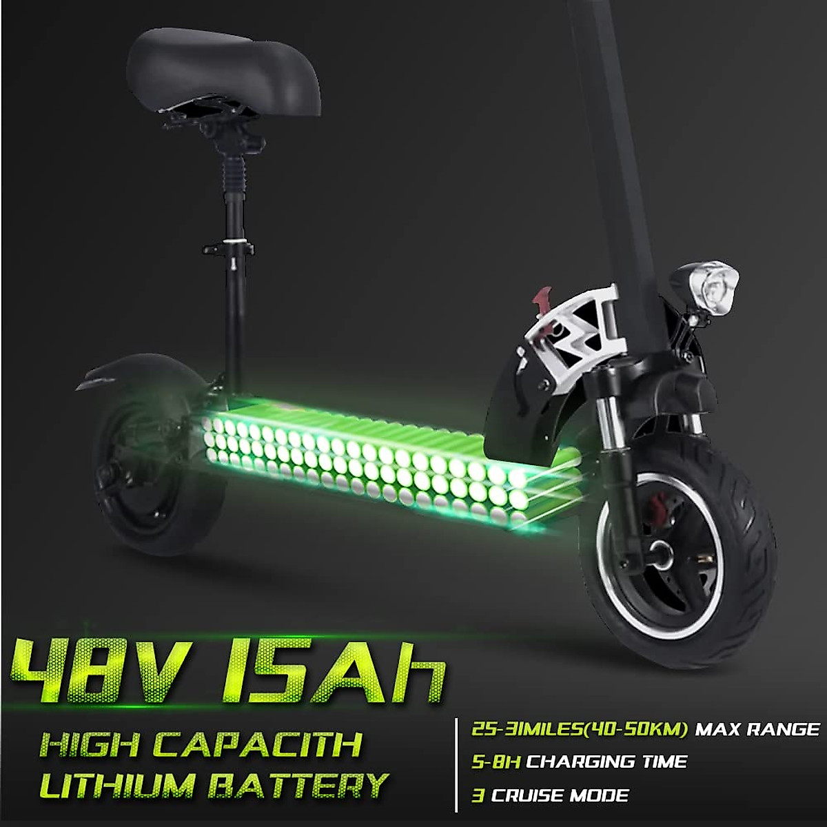 Electric Scooter Adults with Seat Powful 800W Motor up to 28 Mph & 35 Miles Long-Range, 10" Pneumatic Tire Portable Folding Commuting Scooter Electric for Adults 350 LBS Load