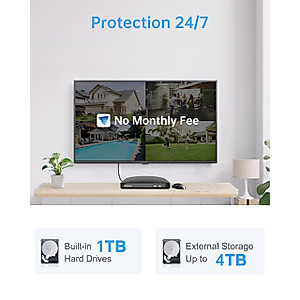 Swann Home DVR Security Camera System with 1TB HDD, 8 Channel 4 Camera, 1080p Full HD Video, Indoor or Outdoor Wired Surveillance CCTV, Color Night Vision, Heat Motion Detection, LED Lights, 845804