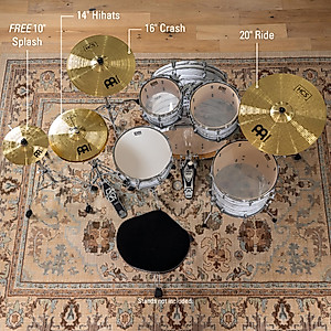 Meinl Cymbal Set Box Pack with 14” Hihats, 20” Ride, 16” Crash, Plus a FREE 10” Splash – HCS Traditional Finish Brass – Made In Germany, 2-YEAR WARRANTY (HCS141620+10)