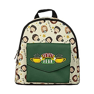 Friends TV Television Show Central Perk Chibi Characters Allover Print Womens Double Strap Shoulder Bag Purse