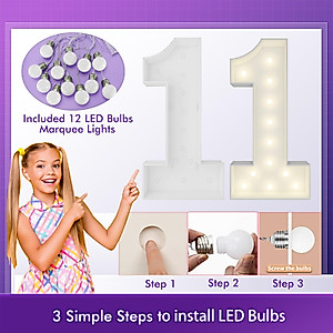 4FT Light Up Numbers Pre-Cut Frame Giant Marquee Numbers 1, Mosaic Numbers for Balloons, First 1st 21st Birthday Anniversary Decorations Party Decor