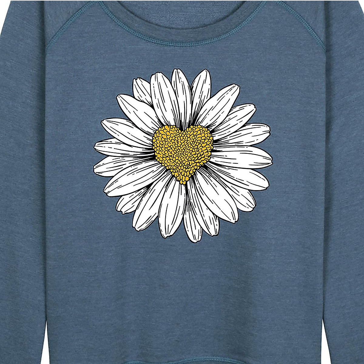 Instant Message - Daisy Heart Drawing - Women's Lightweight French Terry Pullover - Size 4X Heather Blue
