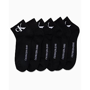 Calvin Klein Men's High Quarter Socks - 6 Pack Breathable Soft Cushioned Mini Crew Athletic Socks for Men (Shoe Size: 6-12.5), Size 7-12, Black