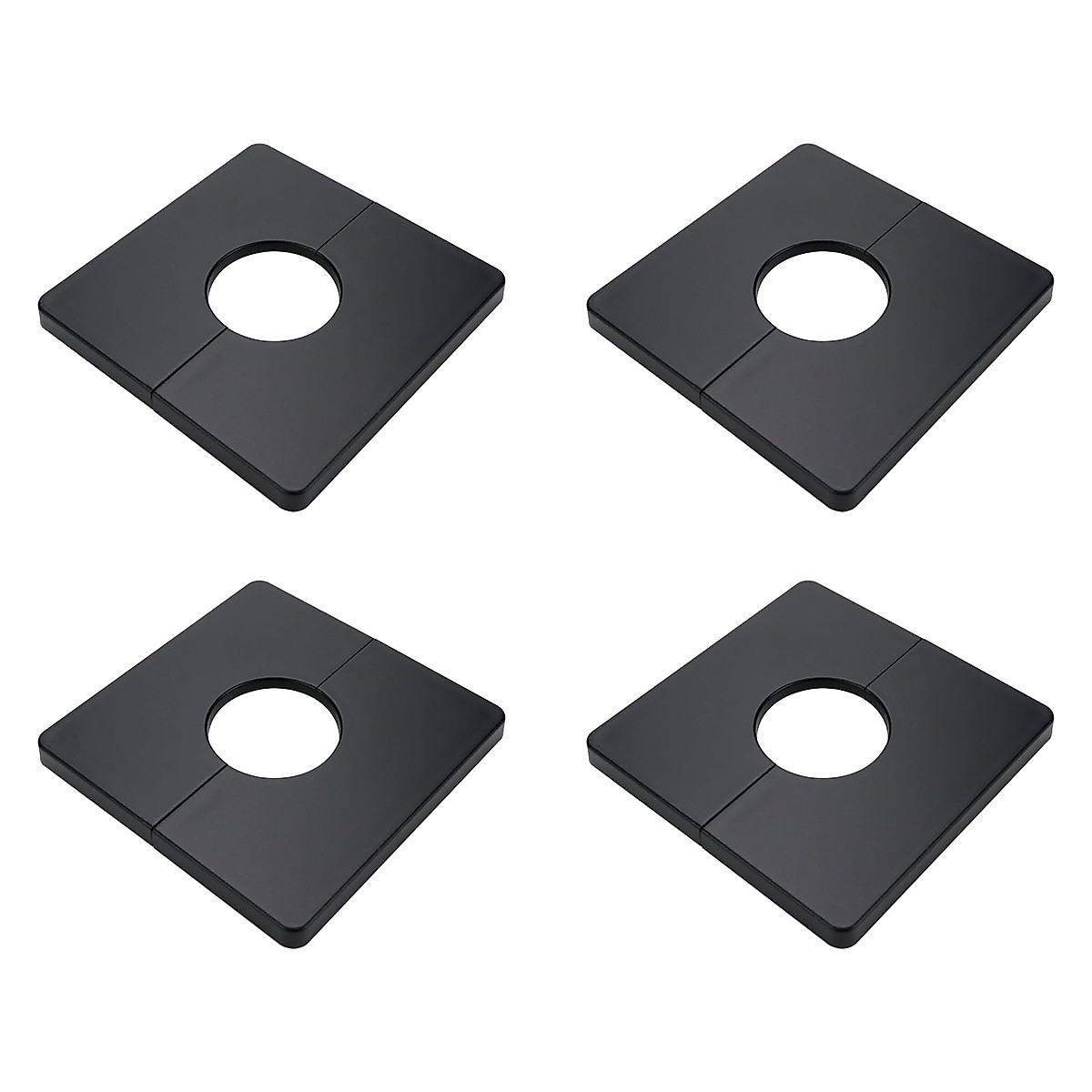 Tsnamay 4 Pcs Wall Split Flange, ABS Square Self-Adhesive Escutcheon Plate Buckles Design for 1.3"/33mm Diameter Pipe