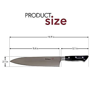 JCK ORIGINAL Hattori Japanese Chef’s Knife, FH-11L Professional Wester Deba Knife, VG-10 Cobalt Steel Pro Kitchen Knife with Ergonomic Black Linen Micarta Handle, 9.4 inch