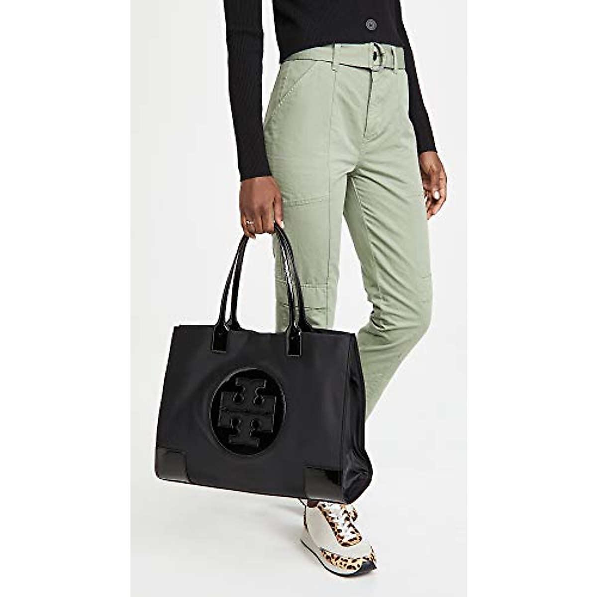 Tory Burch Women's Ella Patent Tote, Black, One Size