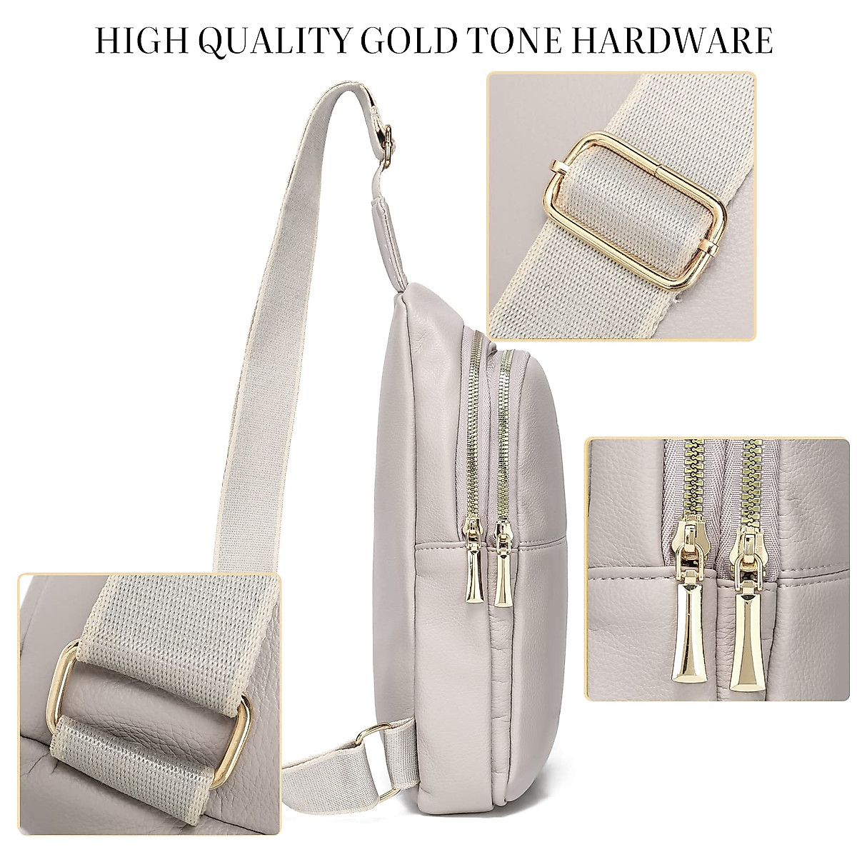 Peyorom Small Crossbody Sling Bag for Women, Vegan Leather Chest Bags Sling Backpack Hiking Travel Daypack Black