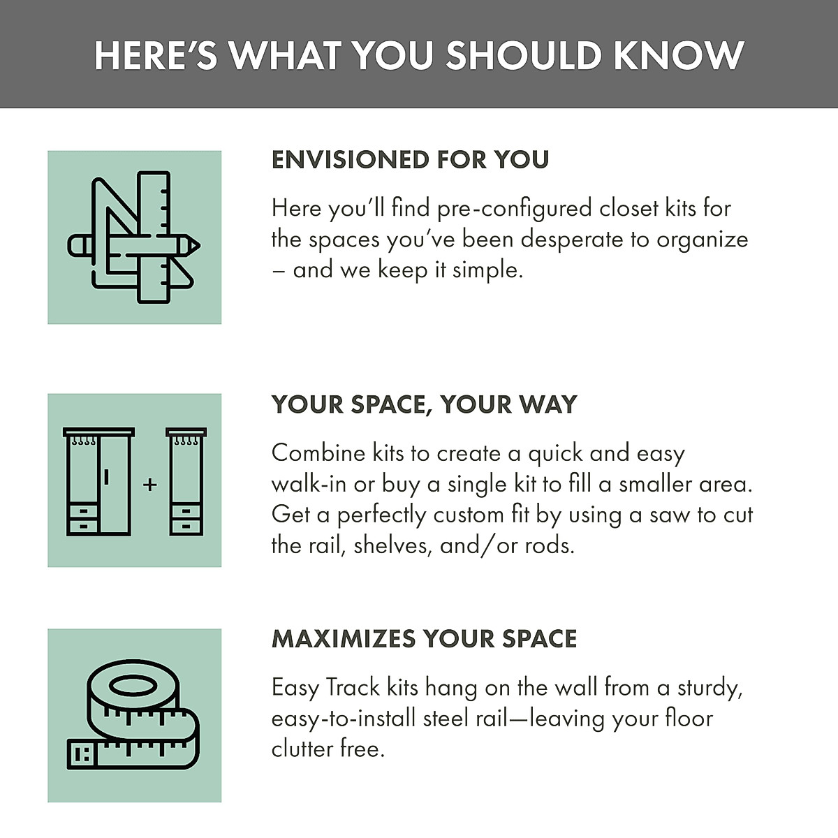 Easy Track RA1204 12 Inch Easily Accessible Metal Sliding Wardrobe Closet Organizer Rod with Installation Hardware Included, White