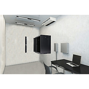 AEONS Depot 12U Professional Wall Mount Server Cabinet Enclosure Double Section Hinged Swing Out 19-Inch Server Network Rack with Locking Glass Door Black (Fully Assembled)