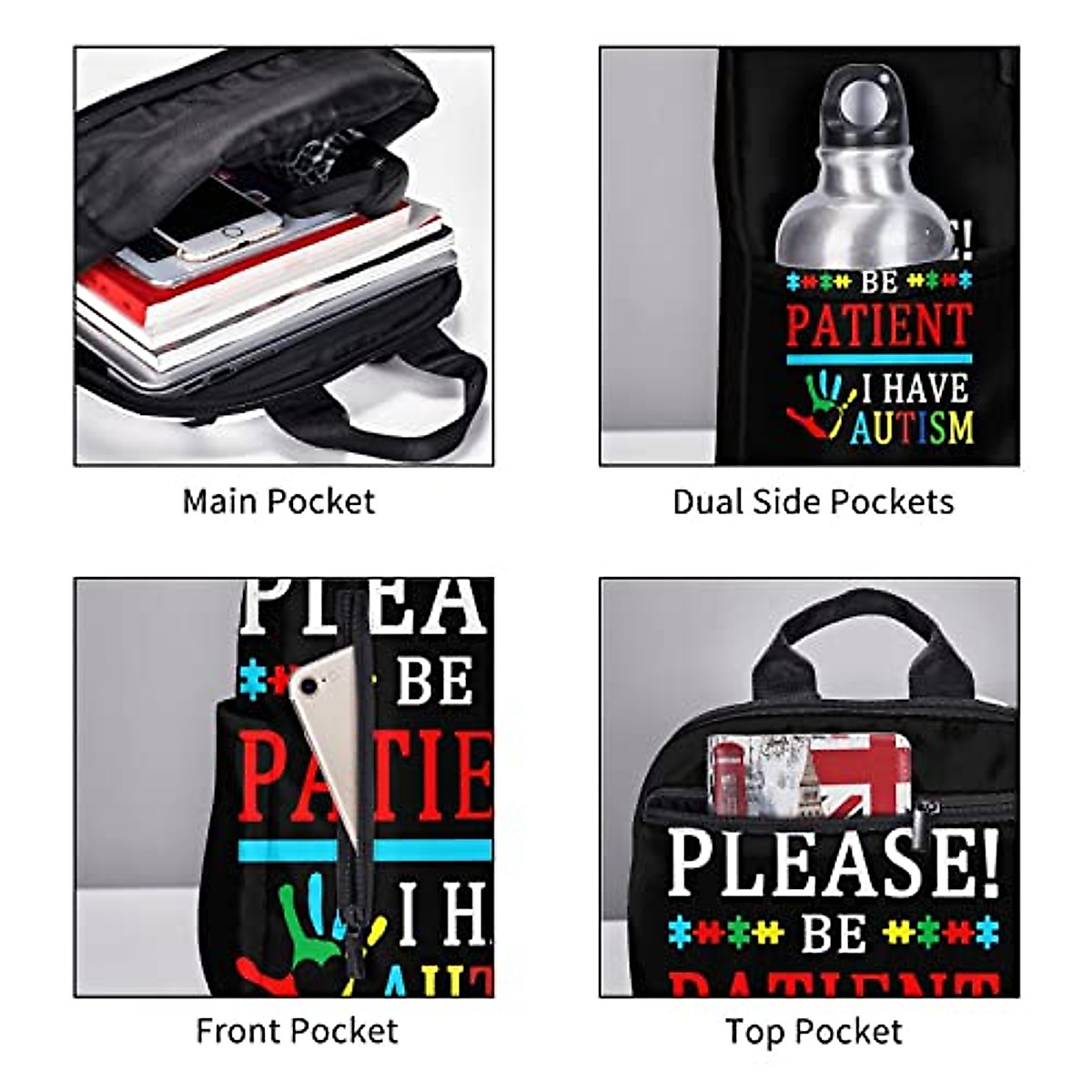 Please Be Patient I Have Autism Teenager Backpacks For Girls Boys Elementary School Bags For (Please Be Patient I Have Autism, One Size)