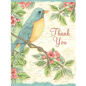 Joy Hall Winged Floral Thank You Cards (8 Cards; 4" x 5.25"; White Envelopes)