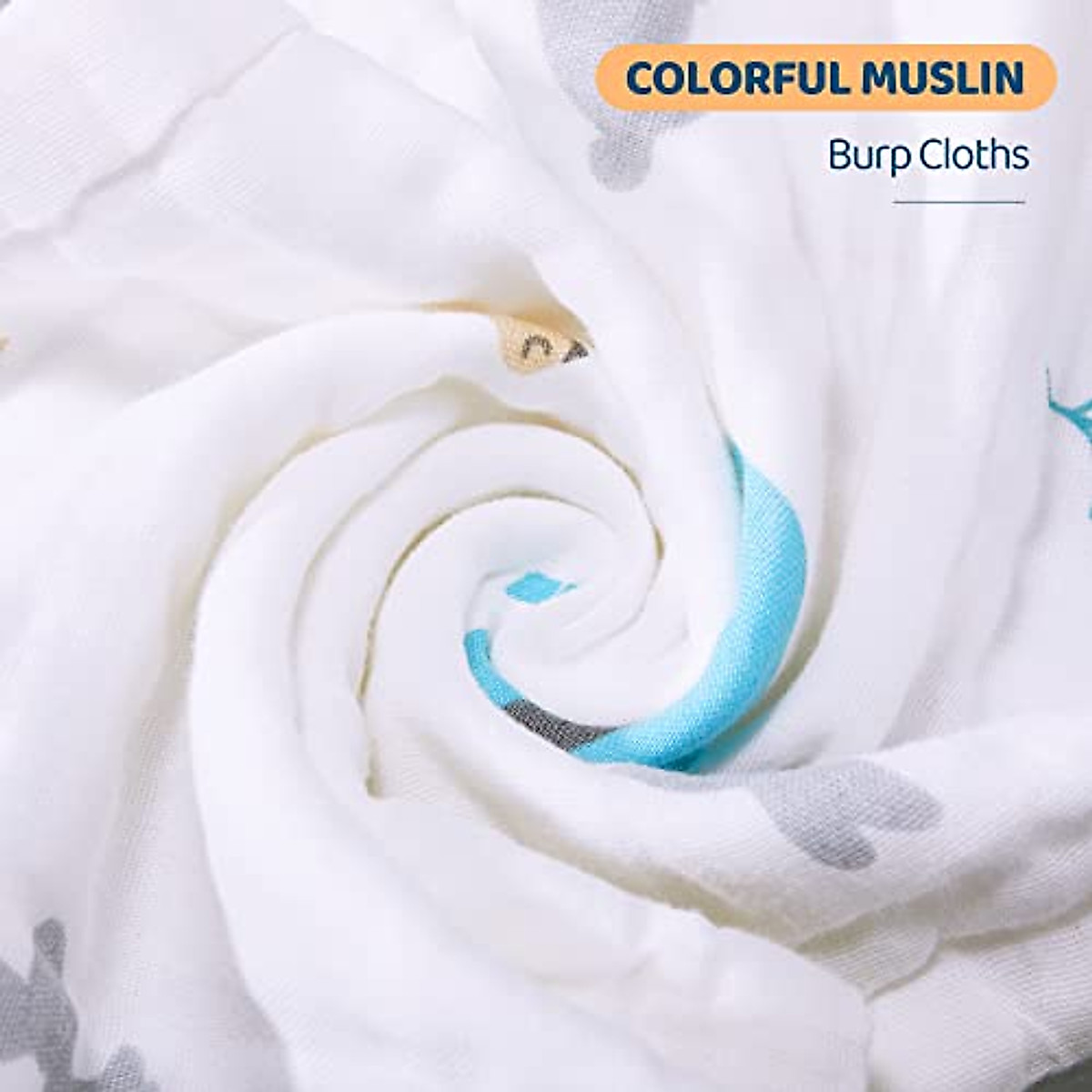 Frienda 10 Pack Muslin Baby Burp Cloths 20 x 10 Inches Burping Rags 6 Layers Soft Absorbent Muslin Burp Cloths for Baby Infant Shower, 10 Styles