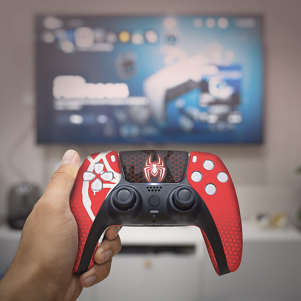 Spider_Man Morales Custom PS-5 Controller Wireless compatible with Play-Station 5 Console by BCB Controllers | Proudly Customized in USA with Permanent HYDRO-DIP Printing (NOT JUST A SKIN)