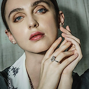 AINUOSHI 6 Carat Emerald Cut Platinum Plated Cubic Zirconia CZ Solitaire Engagement Wedding Ring 925 Sterling Silver