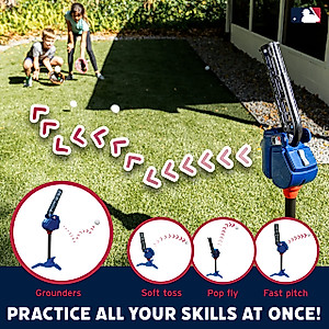 Franklin Sports Baseball Pitching Machine - Adjustable Baseball Hitting & Fielding Practice Machine For Kids - with 6 Baseballs - Great For Practice,Blue, Small