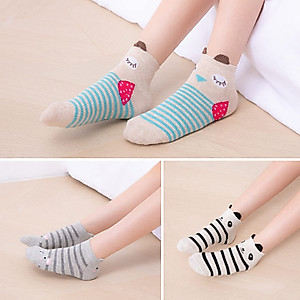 Artfasion Kids Cotton Ankle Animal Socks - Cute Cartoon Crew Socks Soft Funny Childs Socks Breathable Toddler Sock for 8-11 Years Girls