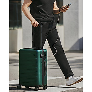 NINETYGO Carry on Luggage 22x14x9 Airline Approved with USB Port, 20 Inch Hardshell Spinner Hardside Suitcase with Wheels, TSA Lock for 3-5 Days Travel Quick Getaway Business, 38L, Emerald Green