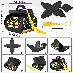 30 Pieces Graduation Cap Gift Box Graduation Party Favors Graduation Candy Box Treat Box with Gold Tassel Graduation Centerpieces for Tables 2022 Graduation Decorations Grad Party Supplies (Black)