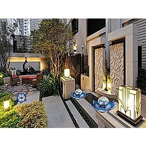 JFRISING Solar Light Outdoor Metal Glass Flower Decorative Waterproof Garden Light LED Lotus Flower Table Lamp