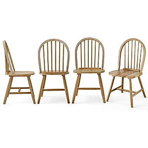 WATERJOY 18 Inch Wood Oak Dinning Chairs Set of 4, High Back Spindled Rubberwood Winsome Seating Chair for Kitchen Living Room Farmhous