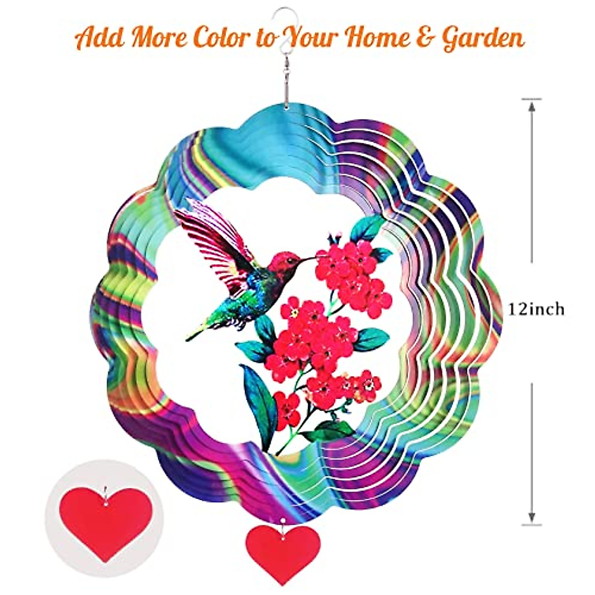Wind Spinners Garden Decor Hummingbird Wind Spinner Outdoor Metal Hanging Mandala Decor-Wind Spinners for Yard and Garden Patio Porch,Garden Wind Spinner Hummingbird Gifts Women Men Mom Gift
