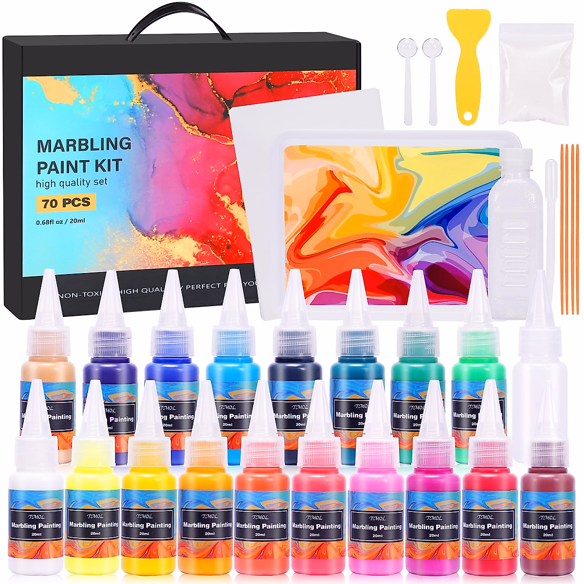 TMOL Marbling Paint Art Kit, 18 Colors Water Marbling kit, Water Art Paint Set, Arts and Crafts for Girls & Boys Ages 6-12, Craft Kits Art Set for Activities
