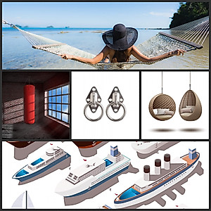 TLGREEN Stainless Steel Screw,Screw Eye with Ring,Ceiling Hook Pad Eye Plate,Hardware Staple Hook Loop Screws Mount 2 Pcs, Silver